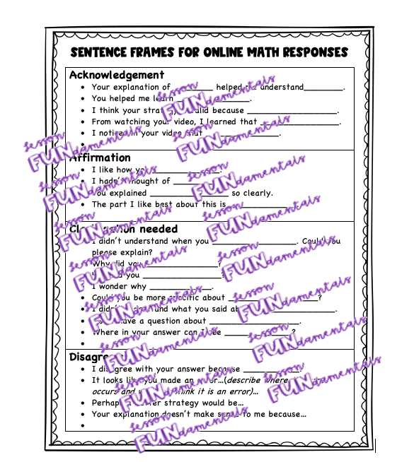 Sentence Frames for Online Video Responses