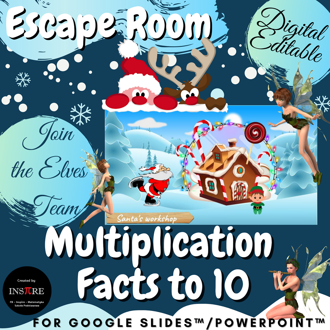 Christmas, Elves Team DIGITAL Escape Room - Multiplication Facts to 10 ...
