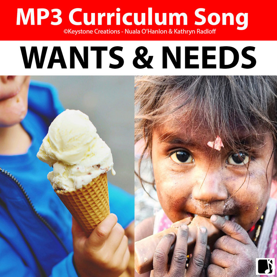 'WANTS & NEEDS' (Grades K-7) ~ Curriculum Song MP3 & Lyric Sheet PDF