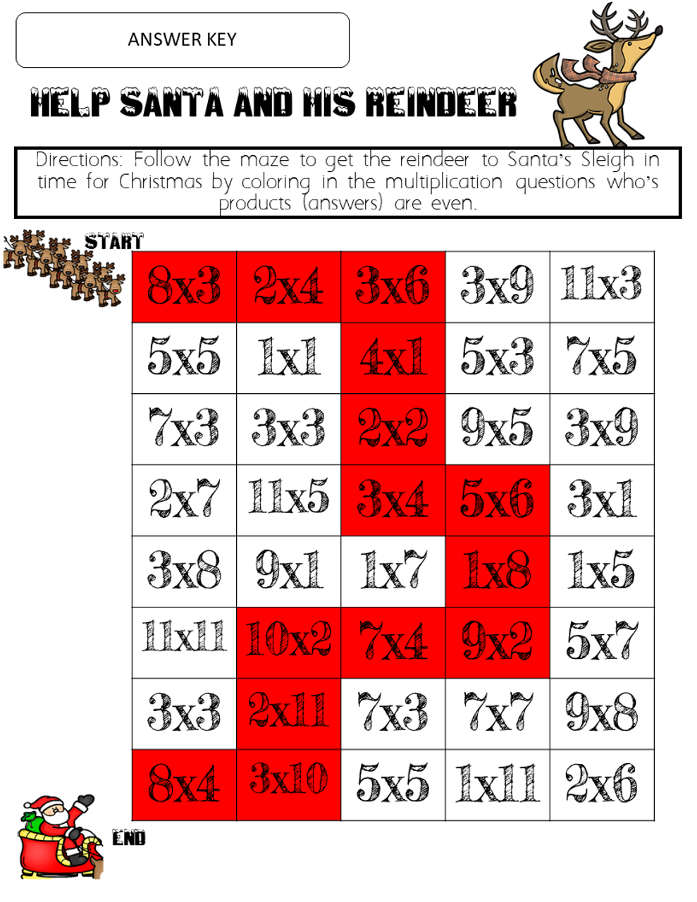 Winter Math Choice Board Freebie Multiplication and Division - Amped Up ...