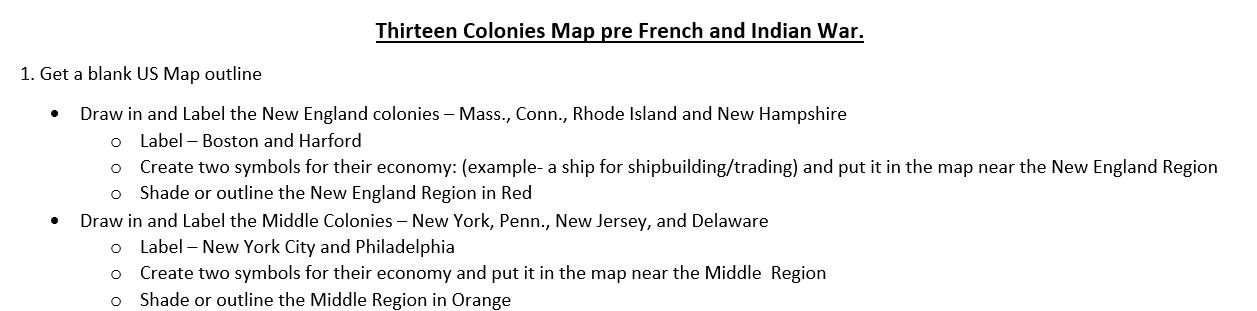 Thirteen Colonies Mapping Activity