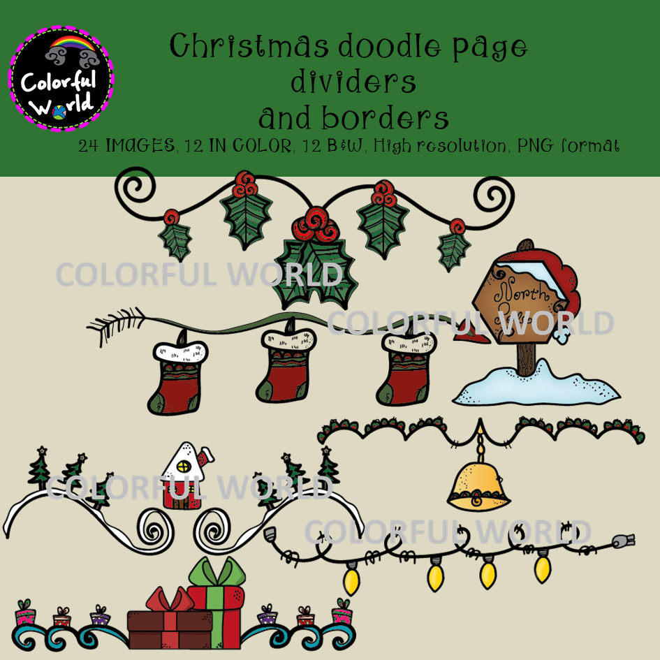 Christmas doodle page dividers and borders - Amped Up Learning