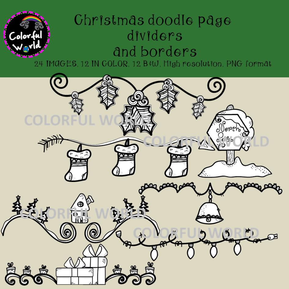 Christmas doodle page dividers and borders - Amped Up Learning