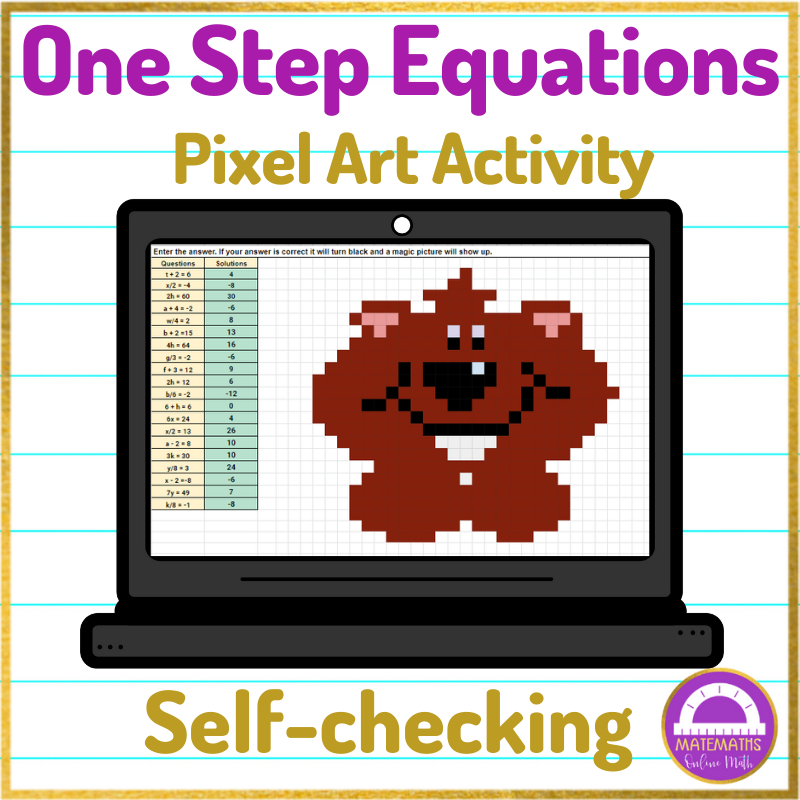 Solving One Step Equations Groundhog Pixel Art Activity - Amped Up Learning