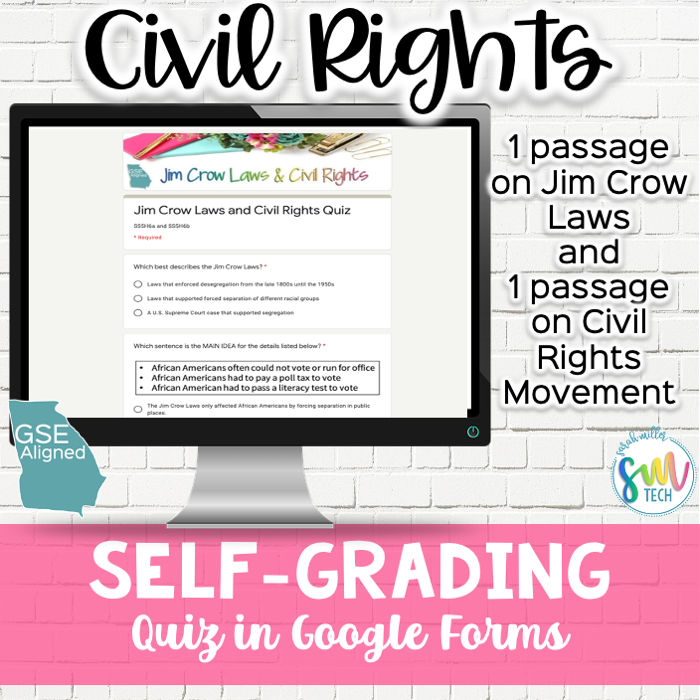 DIGITAL LEARNING SET Jim Crow and Civil Rights | SS5H6, SS5H6a, SS5H6b ...