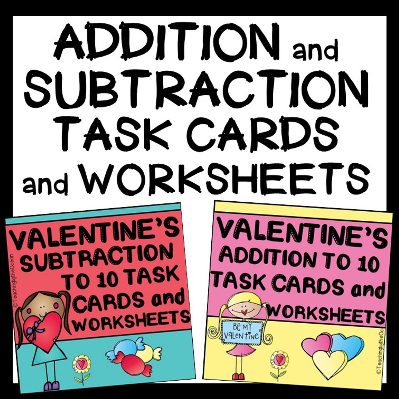Addition and Subtraction to 10 Task Cards and NO PREP Worksheets ...