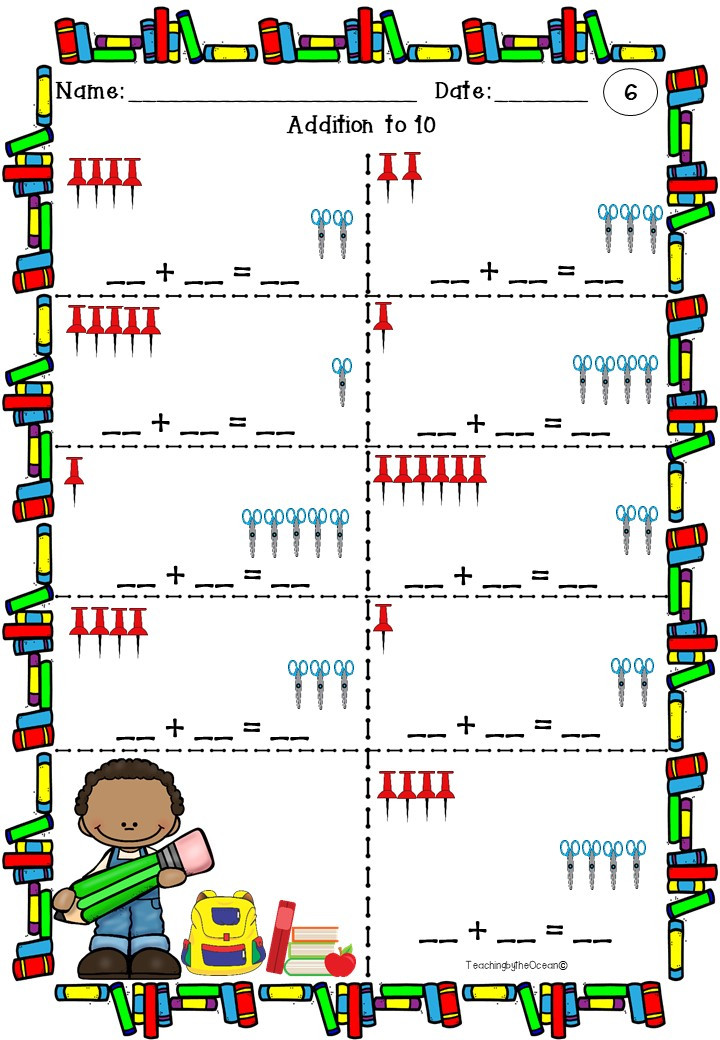 Addition to 10 Task Cards and NO PREP Worksheets - Back to School ...