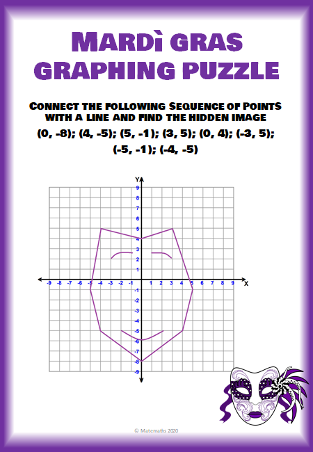 Mardi Gras Coordinate Plan Graphing Puzzle - Amped Up Learning
