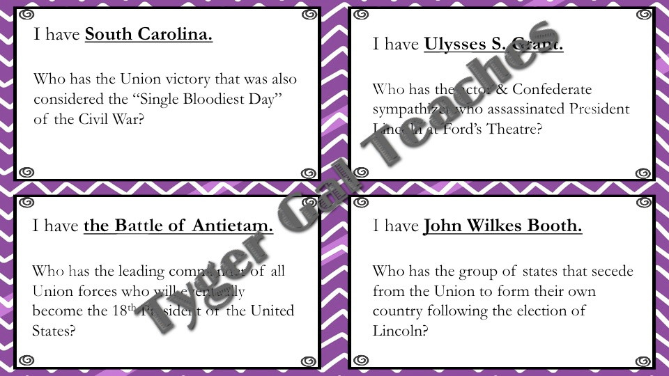 I Have, Who Has/Looping Cards-Civil War - Amped Up Learning