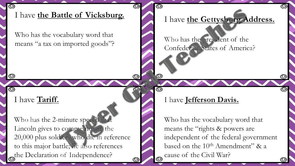 I Have, Who Has/Looping Cards-Civil War - Amped Up Learning