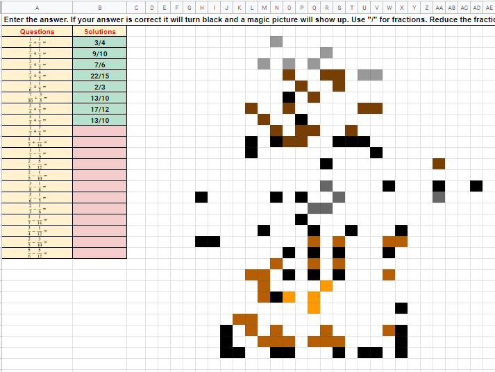 Adding and Subtracting Fractions Pixel Art Activity Martin Luther King