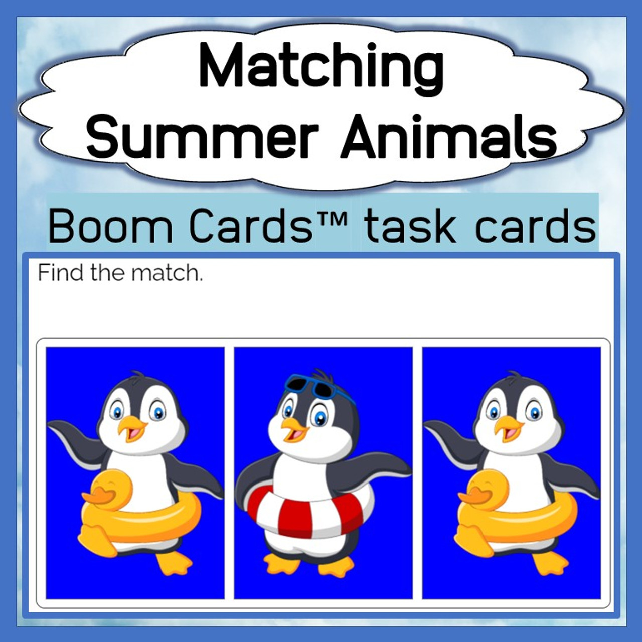 Matching: Summer Animal Theme Boom Cards™ - Amped Up Learning