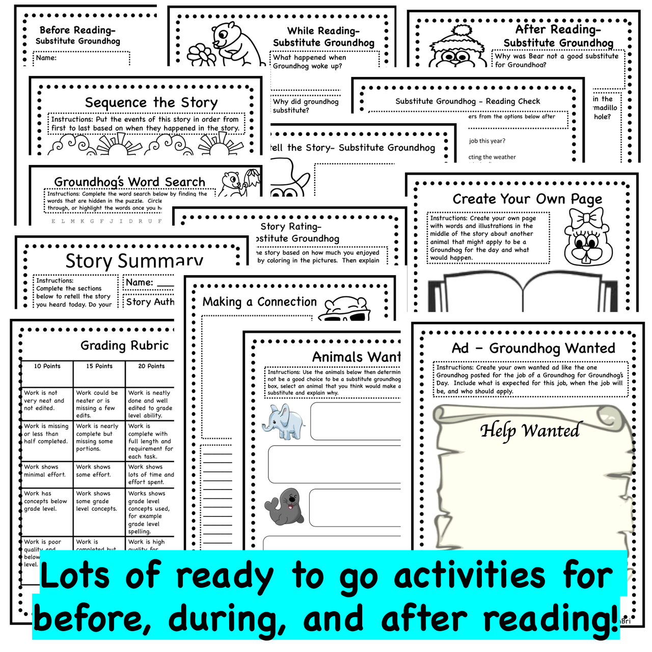 Substitute Groundhog - Groundhog's day Read Aloud Activity Pack ...