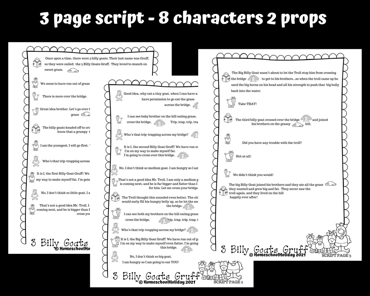 Fairy Tale Reader's Theater Script - 3 Billy Goats Gruff - Amped Up ...