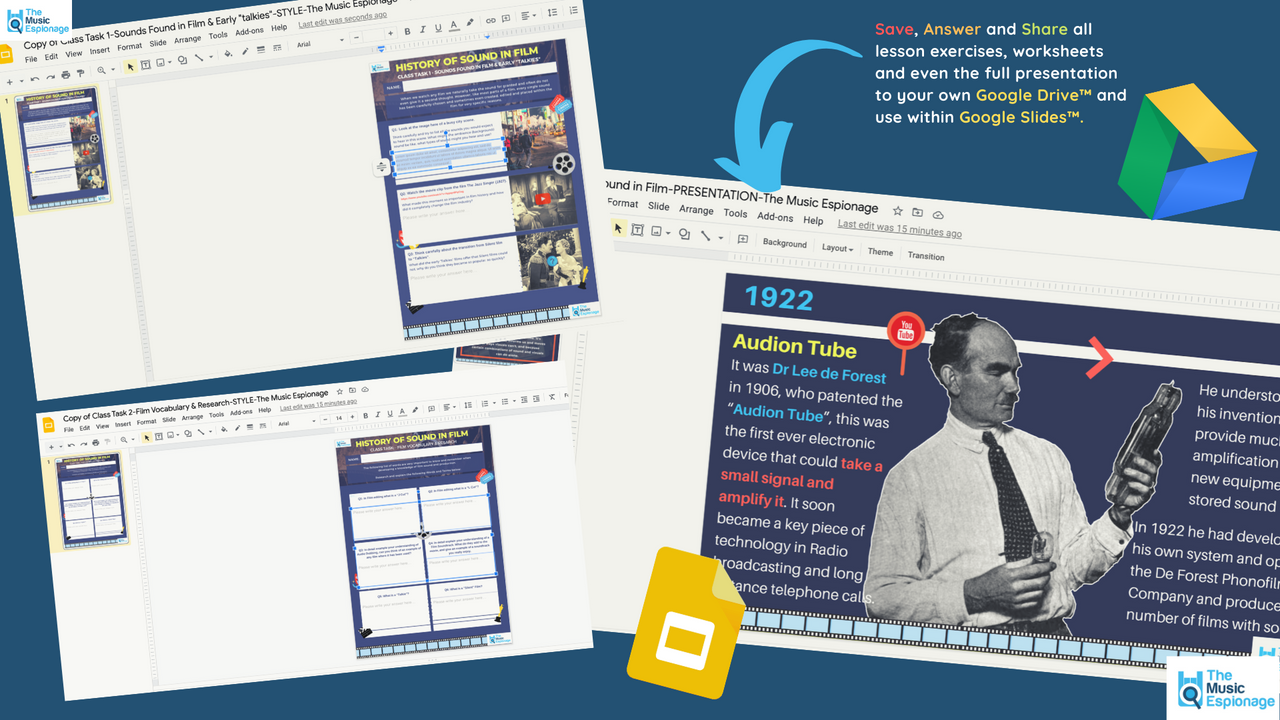 History of Sound in Film-FULL LESSONS-Distance Learning | Google Slides™
