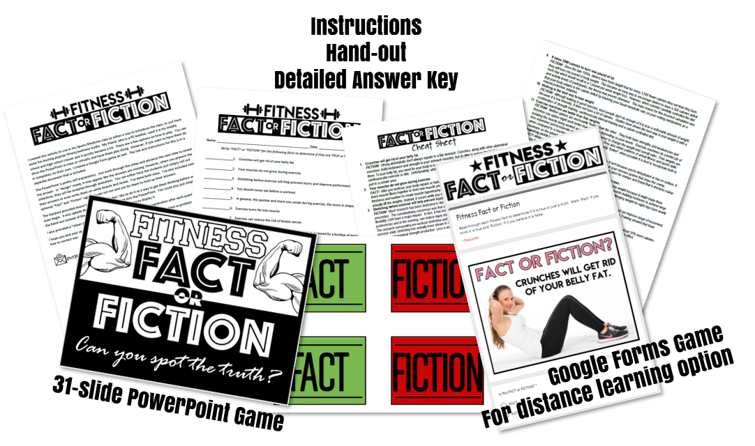 Fitness FACT or FICTION Game! Distance Learning Options Included!