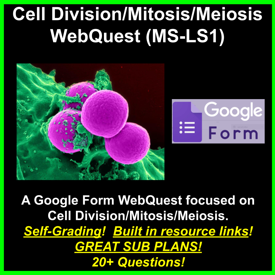 Cell Division/Mitosis/Meiosis WebQuest (MS-LS1) Great sub plans or ...