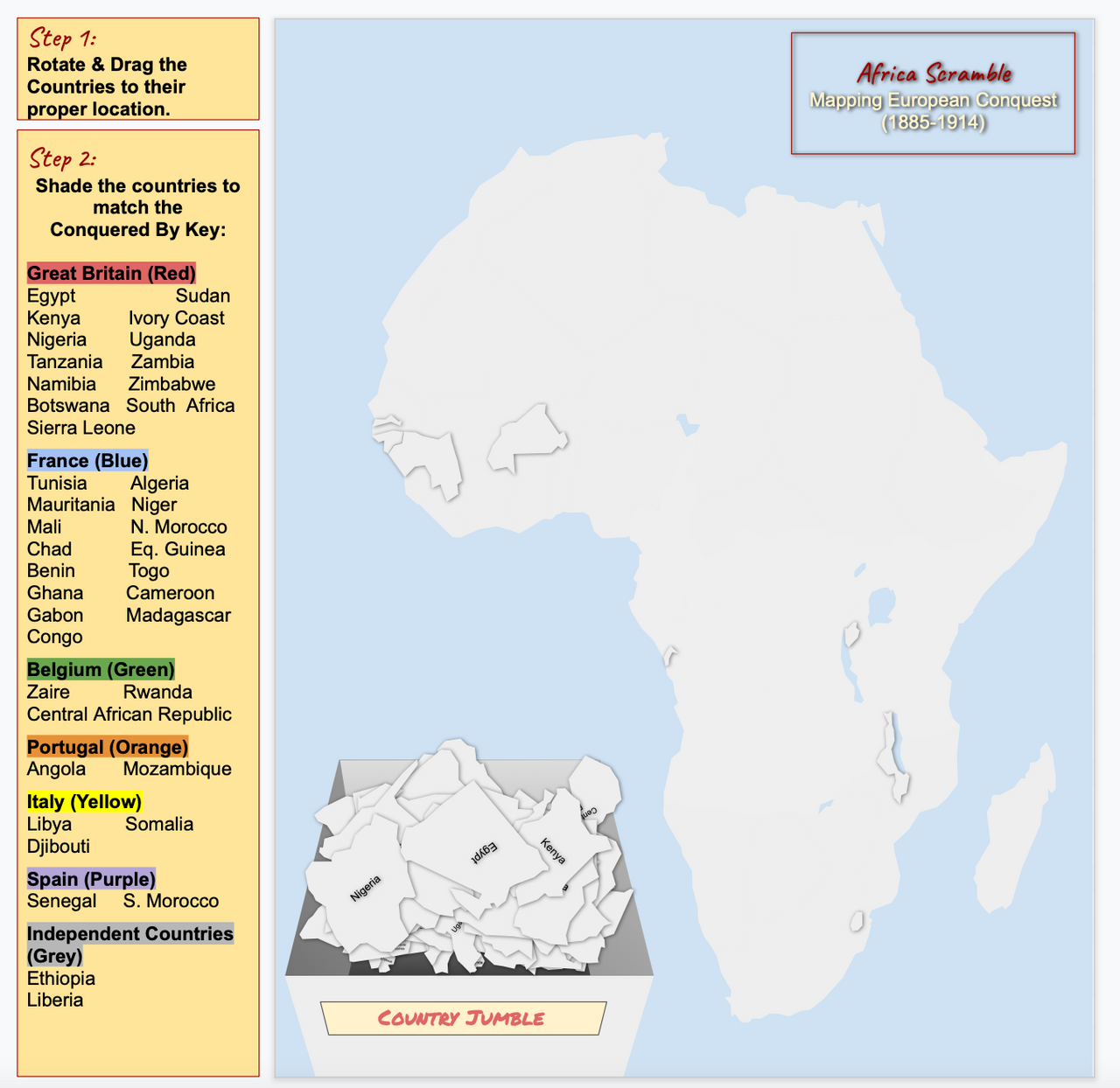 European Imperialism Africa Map Scramble