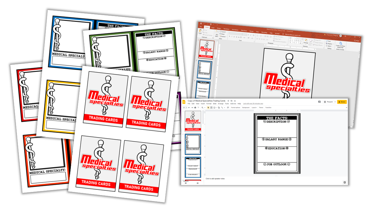 Medical Specialties Trading Card Templates- Printable and Electronic ...