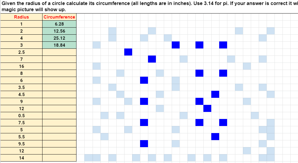 Pi Day Circumference of a Circle Pixel Art Activity - Amped Up Learning