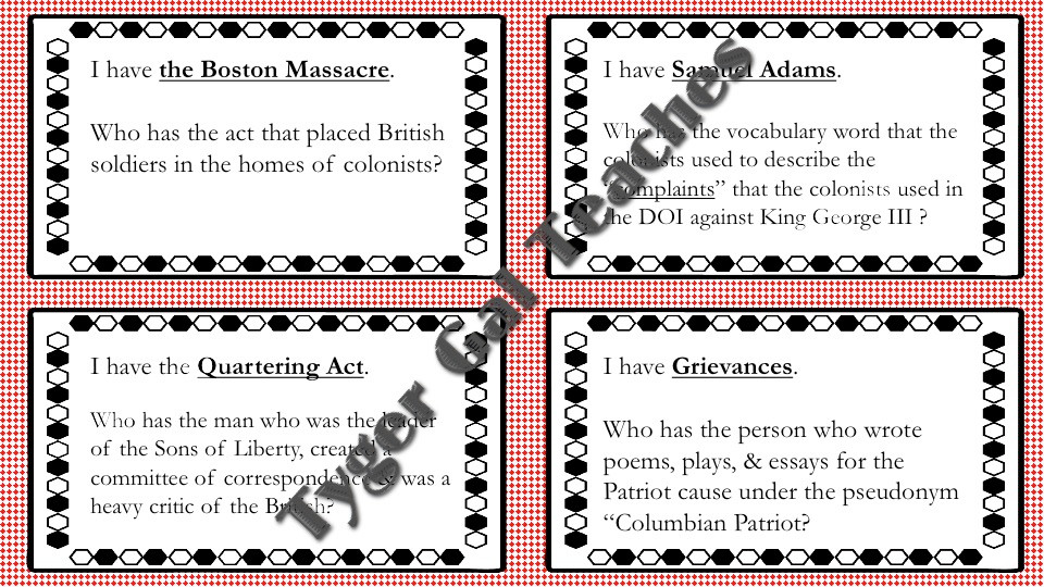I Have, Who Has/Looping Cards-American Revolution - Amped Up Learning