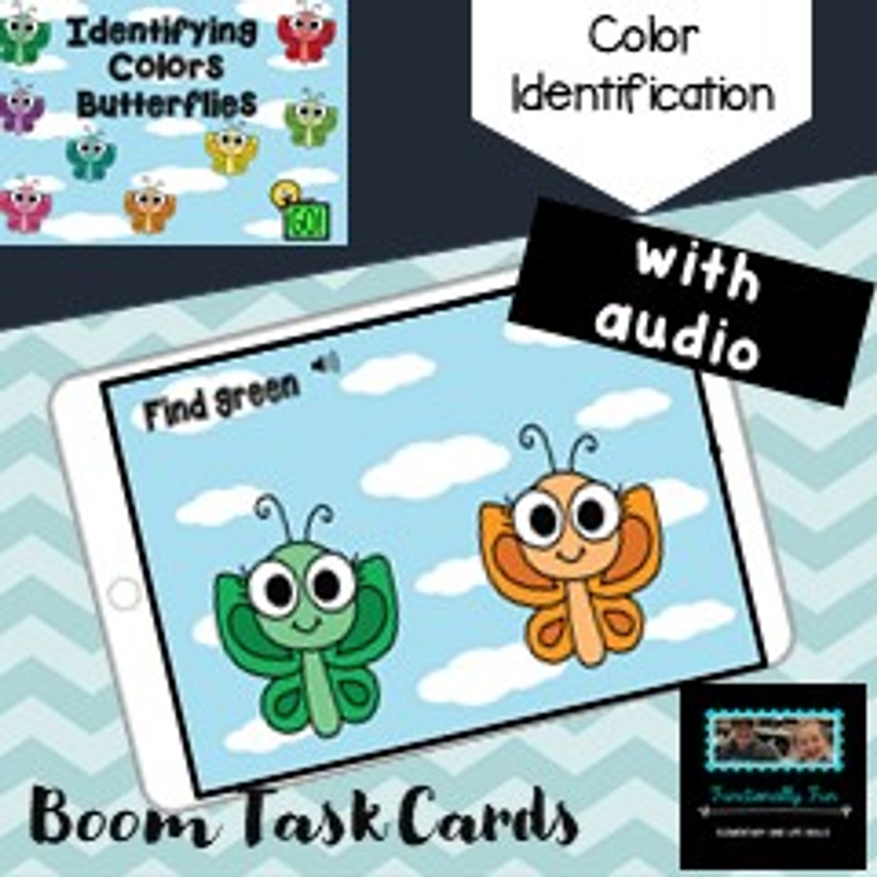Identifying Colors Butterflies Boom Cards with Audio