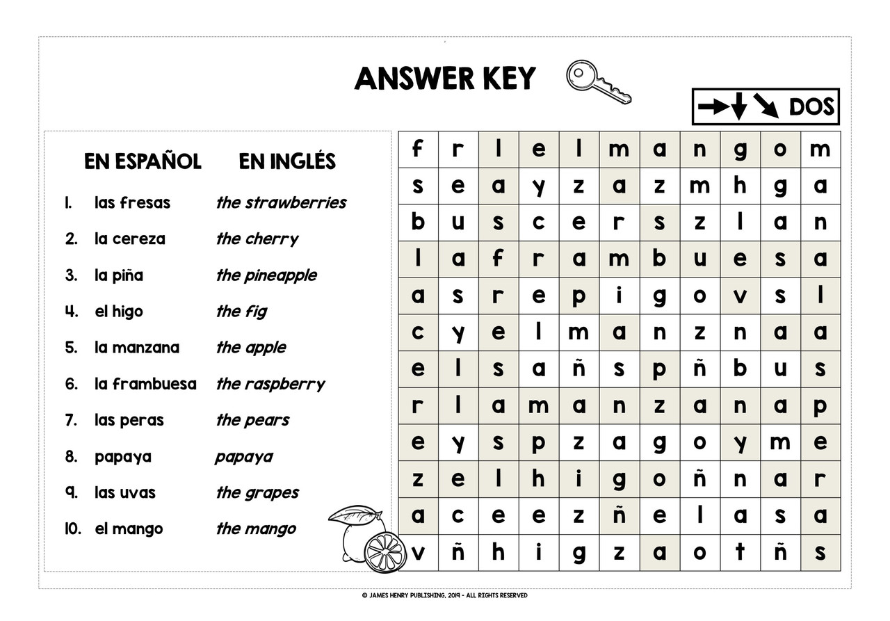 SPANISH FRUITS WORD SEARCHES - Amped Up Learning