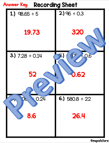 Black History Month Math Activity: Dividing Decimals