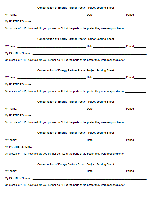 Conservation of Energy Poster Project (2-3 Day activity) MS-PS3