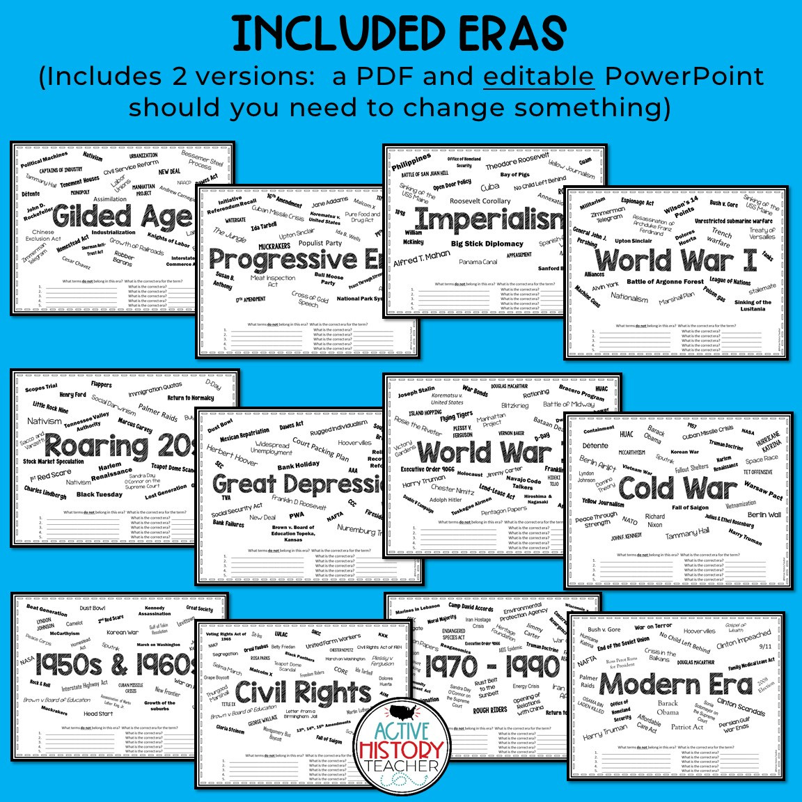 US History EOC Review Activity Eras Review What Doesn't Fit?