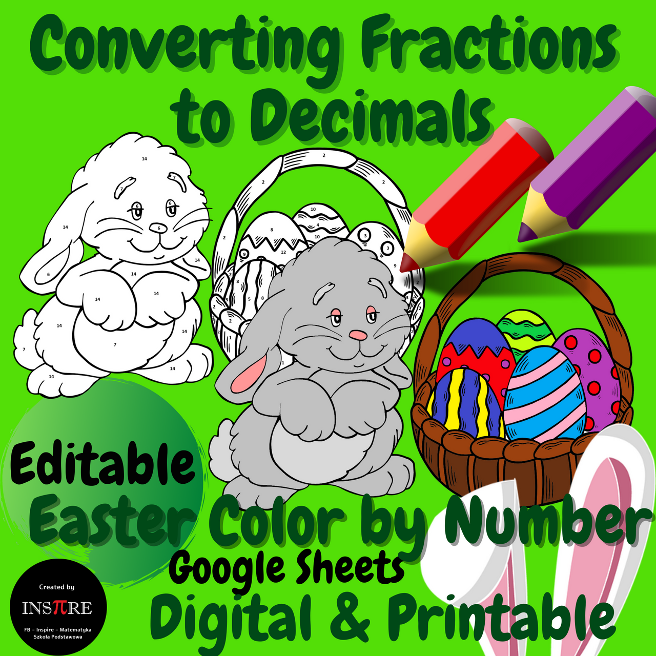 Easter Math Color by number Converting Fractions to Decimals Printable & Digital easter-math-color-by-number-converting-fractions-to-decimals-printable-digital