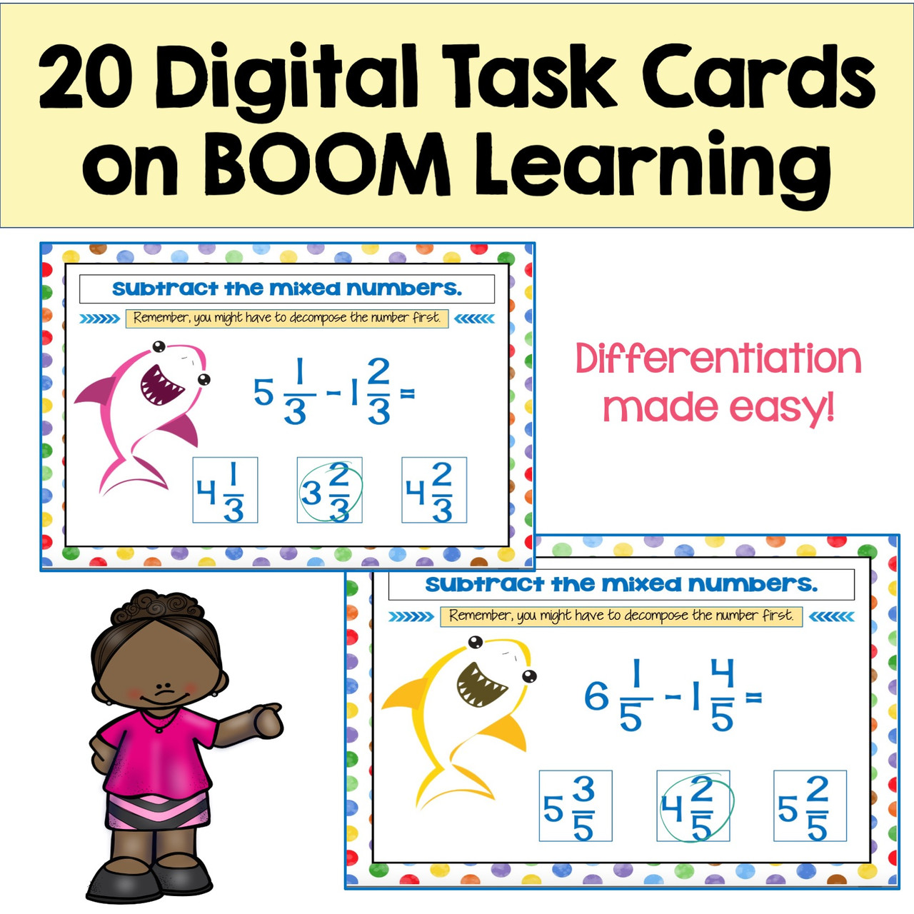 Subtracting Mixed Numbers Boom Cards