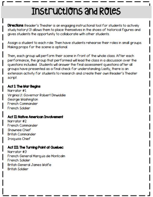 French and Indian War Reader's Theater - Amped Up Learning