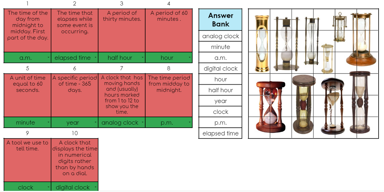 Math Vocabulary (Geometry, Telling Time, Operations and Measurement ...