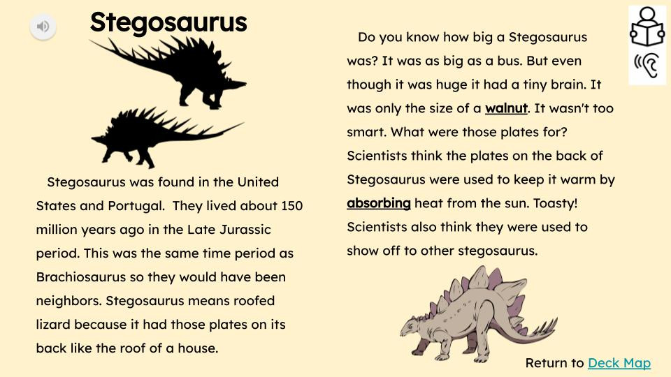 Stegosaurus Informational Text Reading Passage and Activitie
