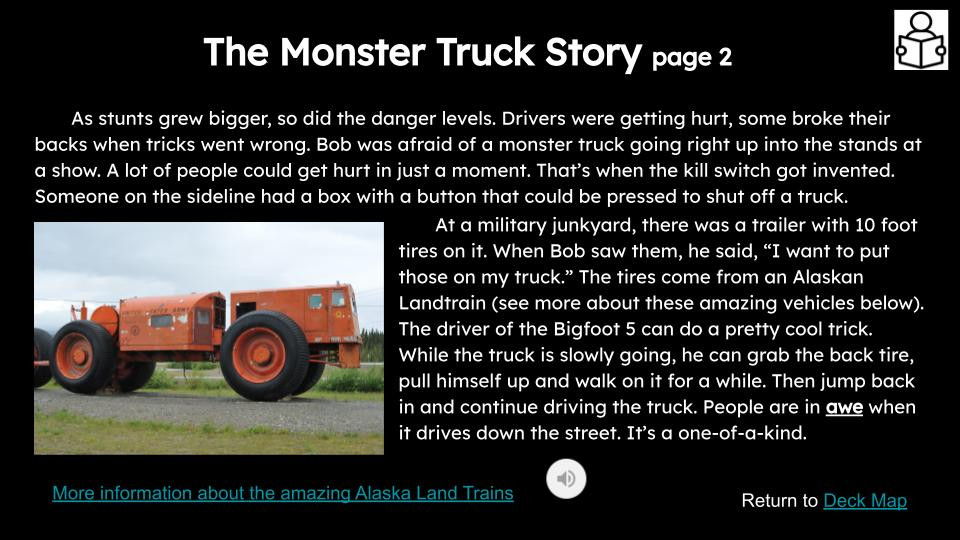 Monster Trucks Informational Text Reading Passage and Activities