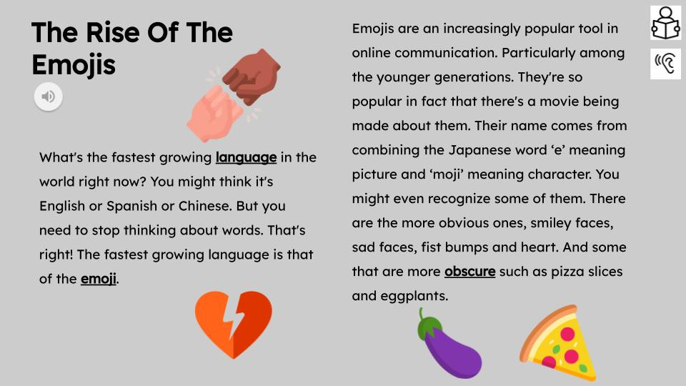 History of Emojis Informational Text Reading Passage and Activities