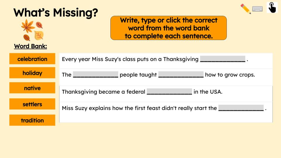 Thanksgiving Informational Text Reading Passage and Activities