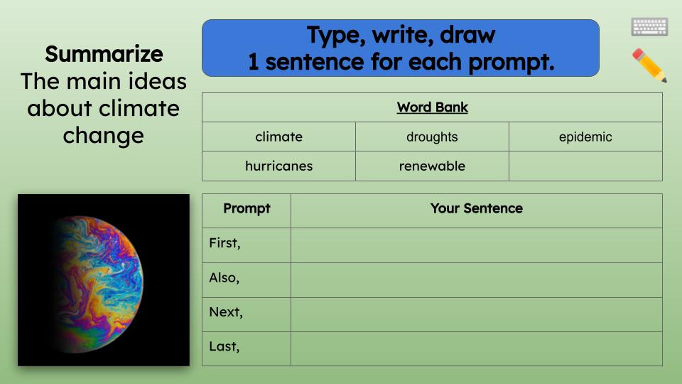 Climate Change Informational Text Reading Passage and Activities