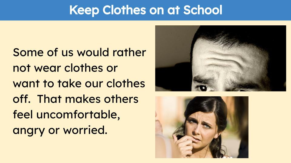 Social Story Keep Clothes on at School