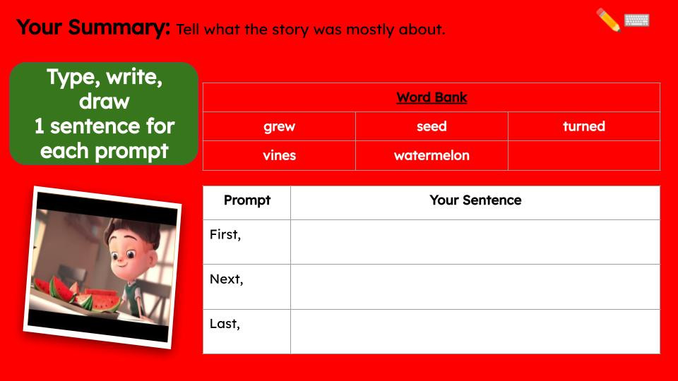 Writing Prompt and Activities: Watermelon Animated Short Film