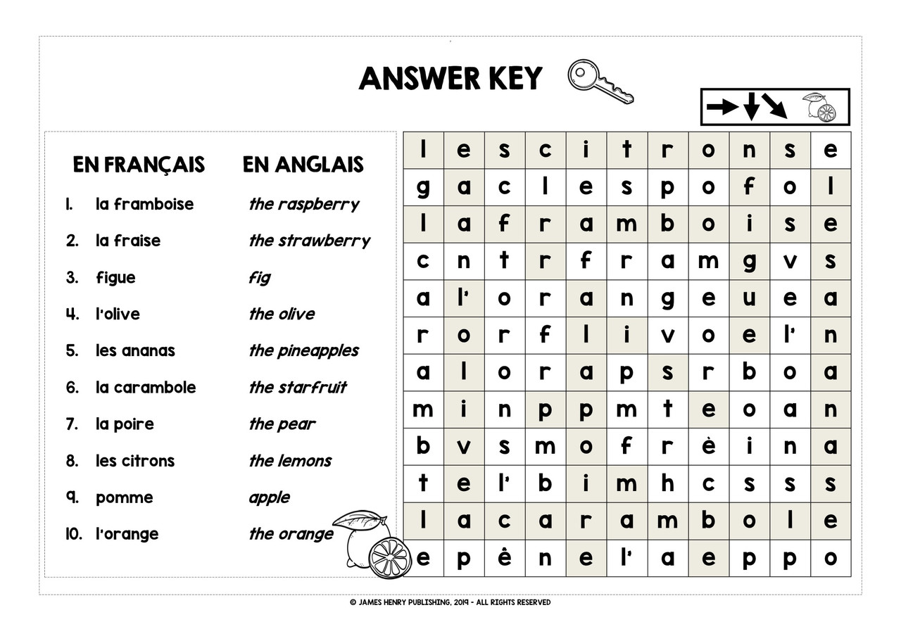 FRENCH FRUITS WORD SEARCHES FREEBIE - Amped Up Learning