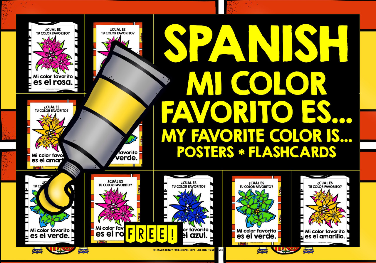 SPANISH COLORS FLASHCARDS POSTERS FREEBIE #1 - Amped Up Learning