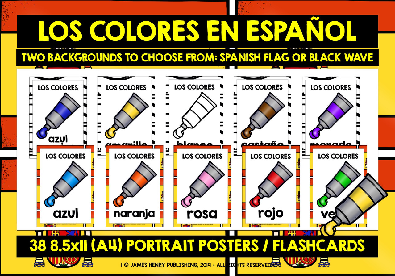 SPANISH COLORS FLASHCARDS POSTERS - Amped Up Learning