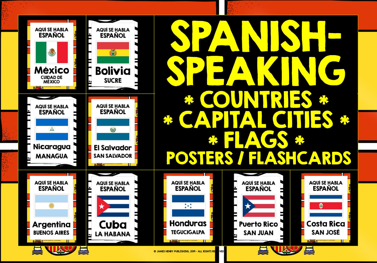 SPANISH-SPEAKING COUNTRIES FLASHCARDS POSTERS - Amped Up Learning