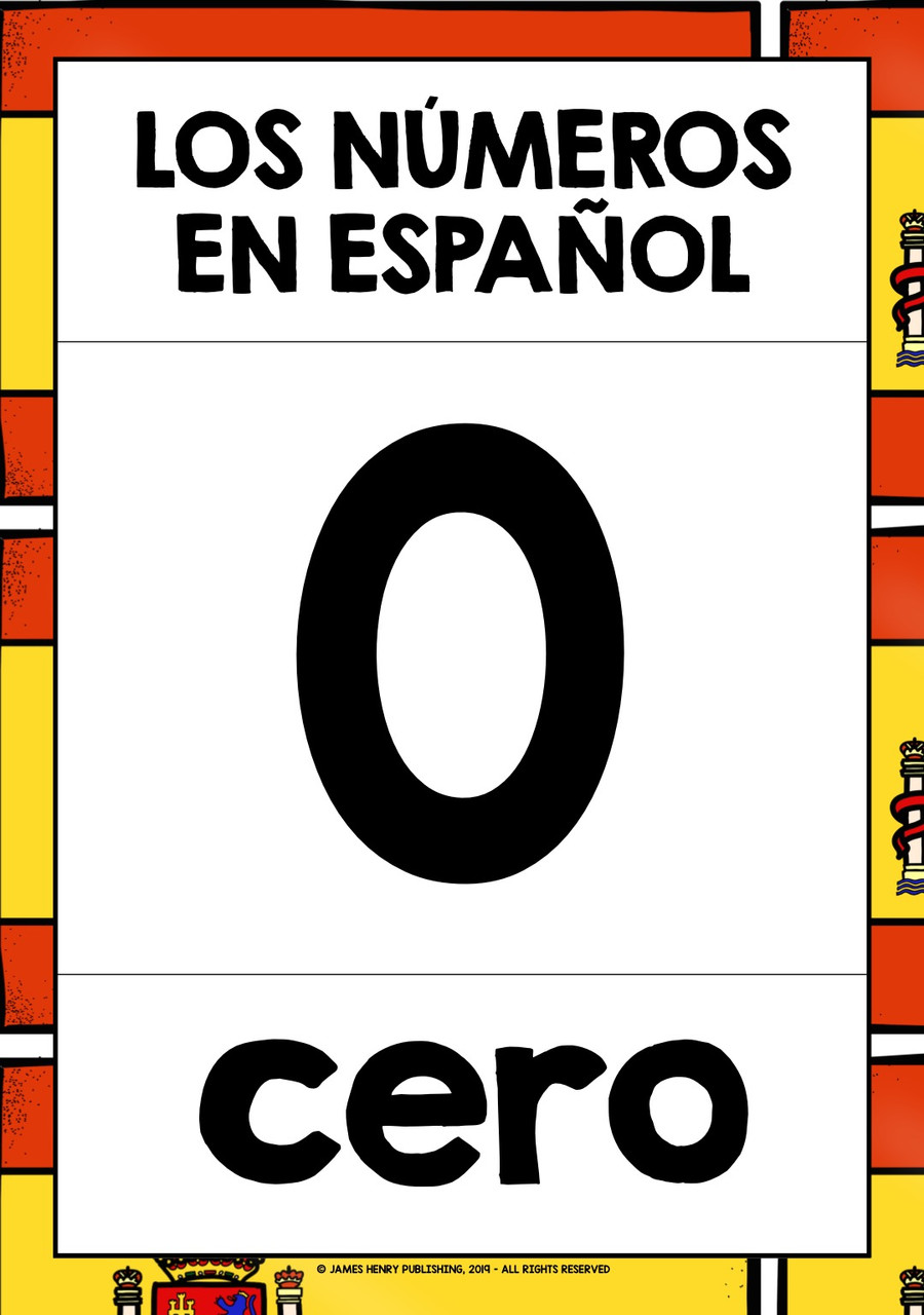 SPANISH NUMBERS 0-31 FLASHCARDS POSTERS