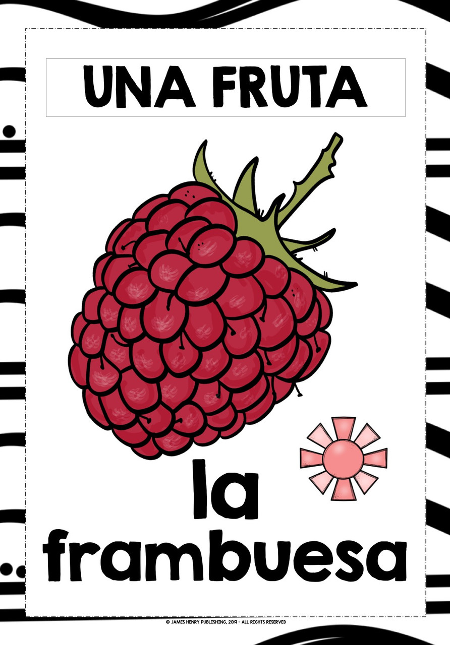 SPANISH FRUITS FLASHCARDS POSTERS