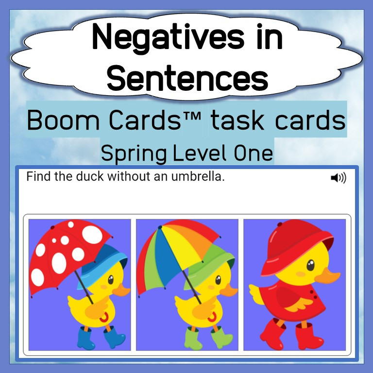 Negatives in Sentences - Spring Level One - Boom Cards™ - Amped Up Learning