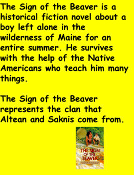 Sign of the Beaver Reading & Activity Packet