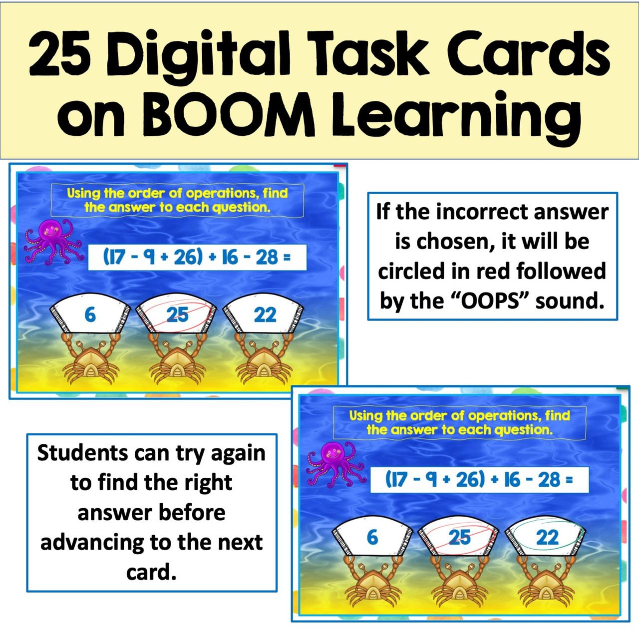 Order of Operations Ocean Themed BOOM Cards